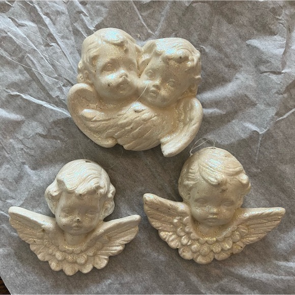 Holiday | Ceramic Cherub Angel Heads With Wings Ornament Vintage | Poshmark